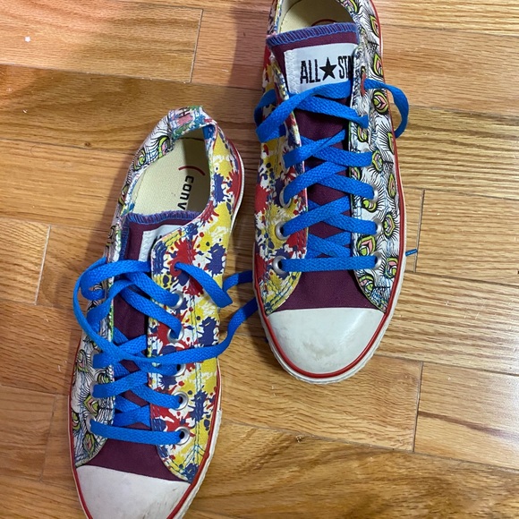 Converse | Shoes | Converse Paint Feathers Funky Unique Sneakers 8 ...